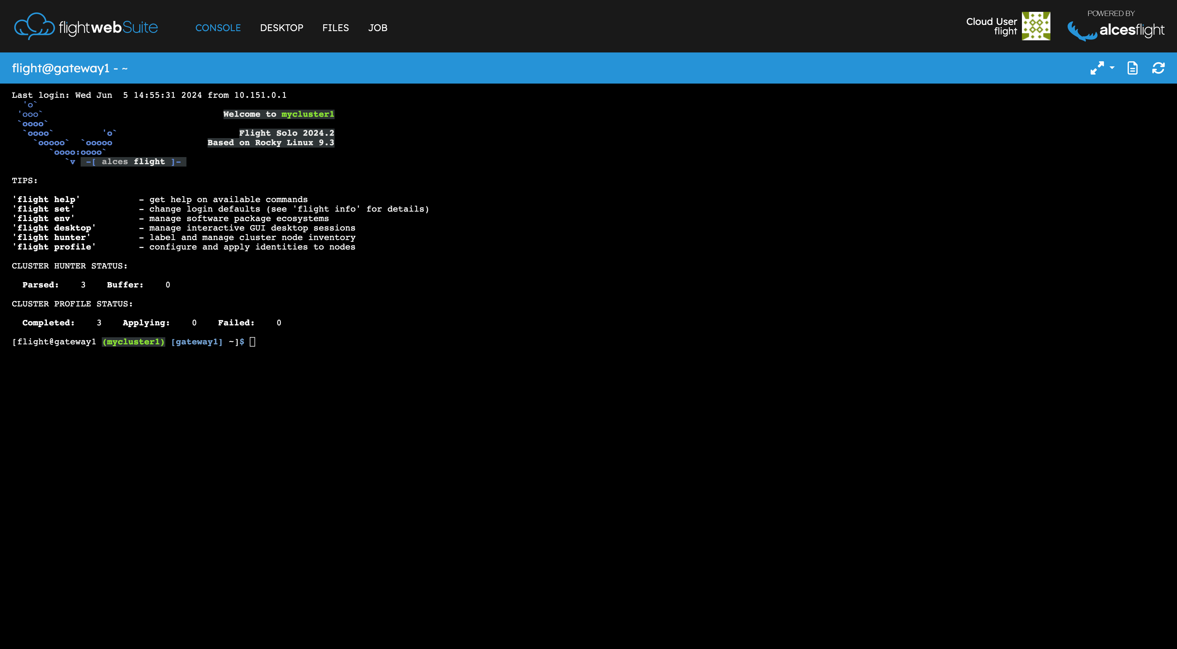 Console - OpenFlightHPC